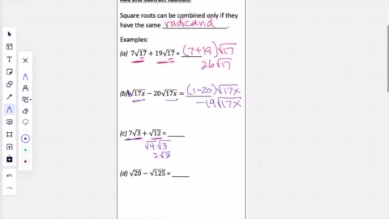 Mini-Lesson on Adding Radical Expressions - YouTube