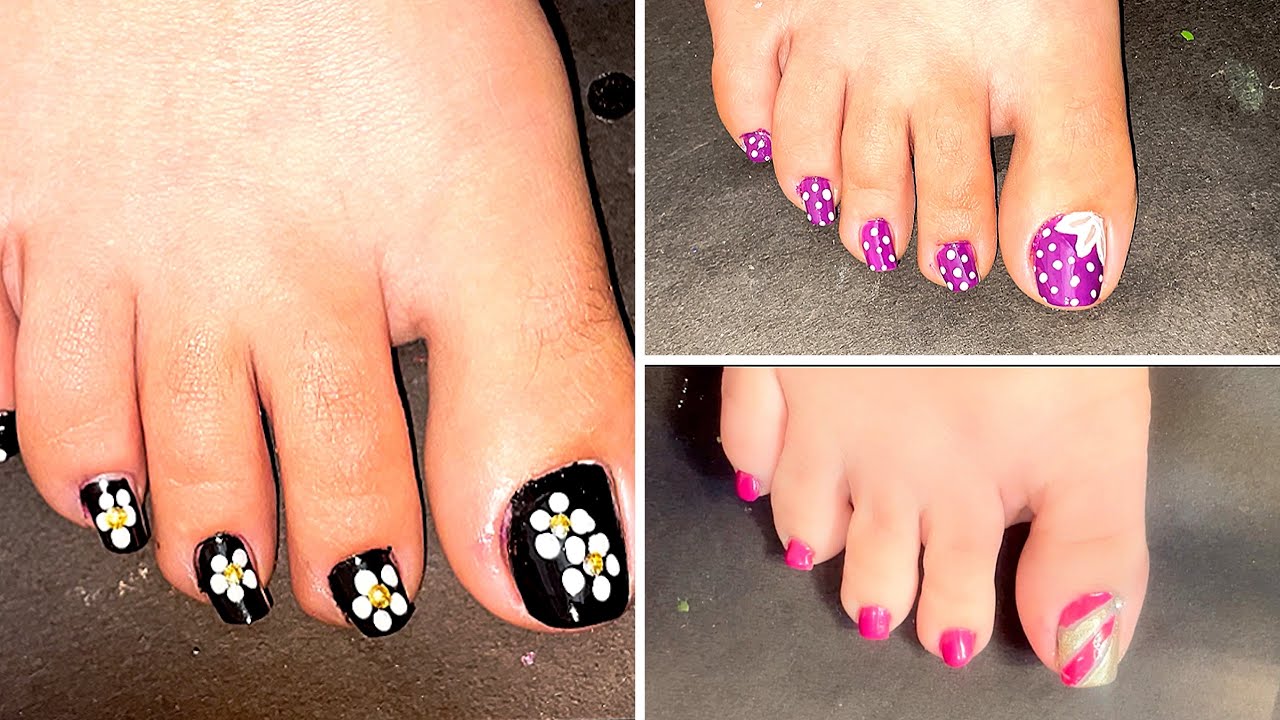 Foot Nail Art Design Step by Step at Home 🏡 | Easy Toe Nail Art ...