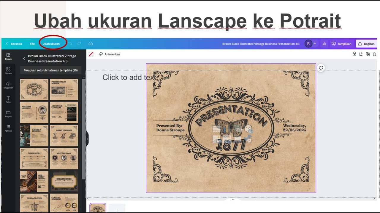 cara mengubah lanscape ke potrait atau potrait ke lanscape di canva ...