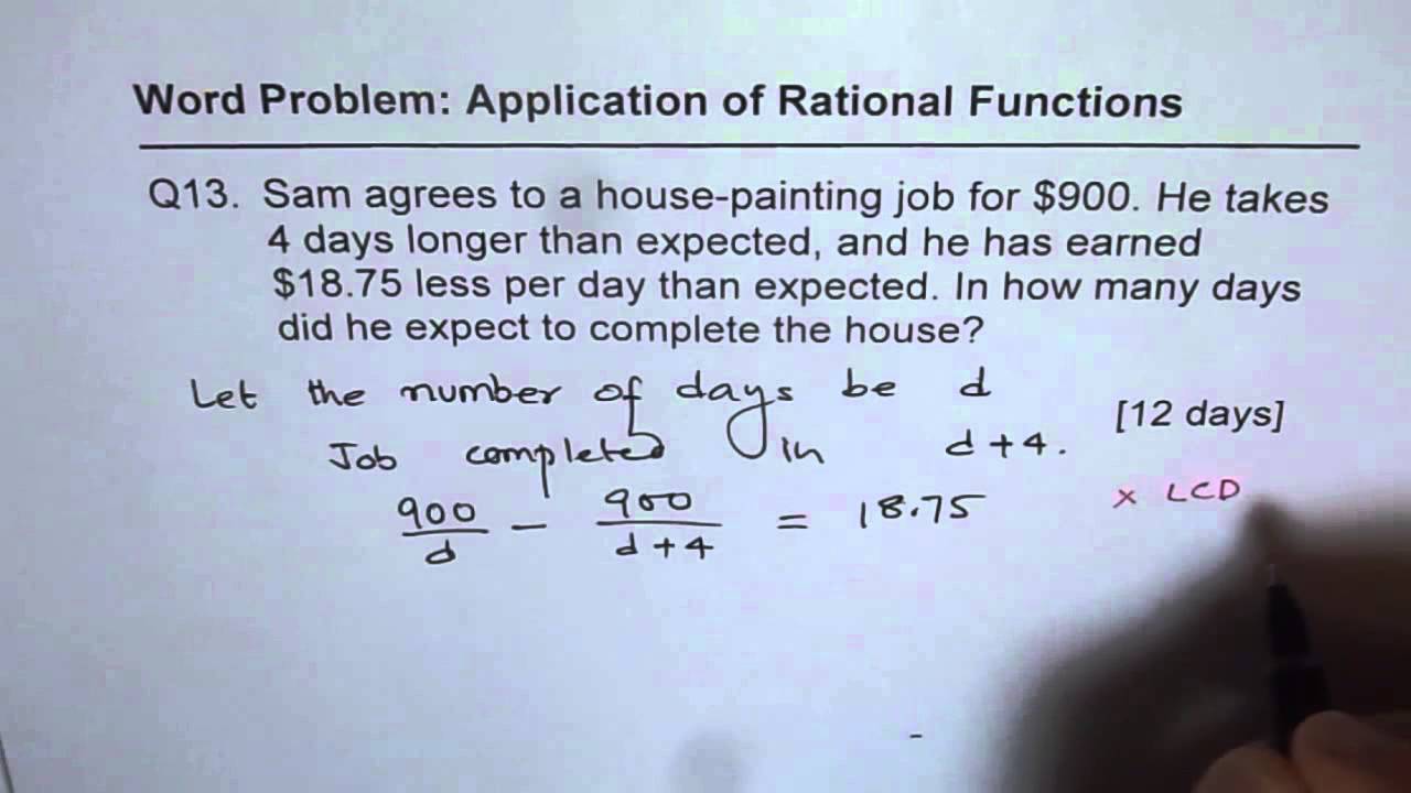 Q13 Cost of Painting Rational Function Application | PreCalculus MHF4U ...