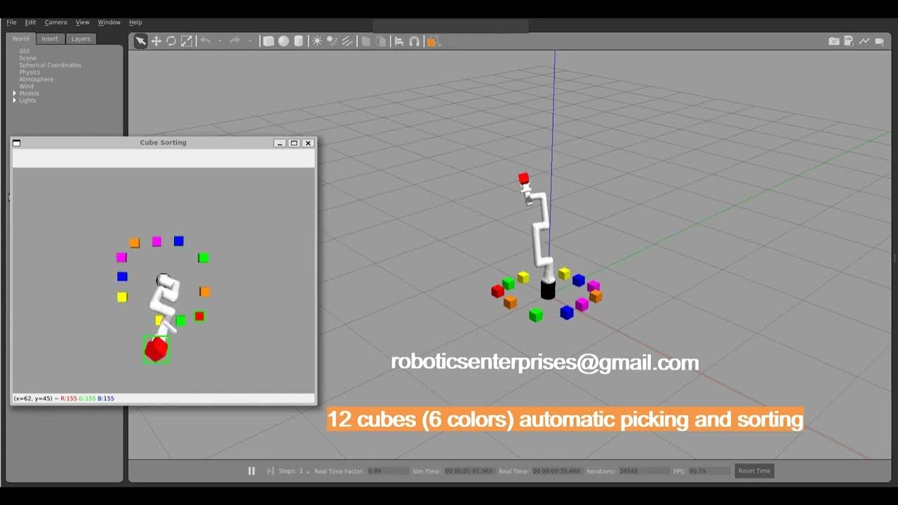 cube sorting robot ROS1 and OpenCV - YouTube