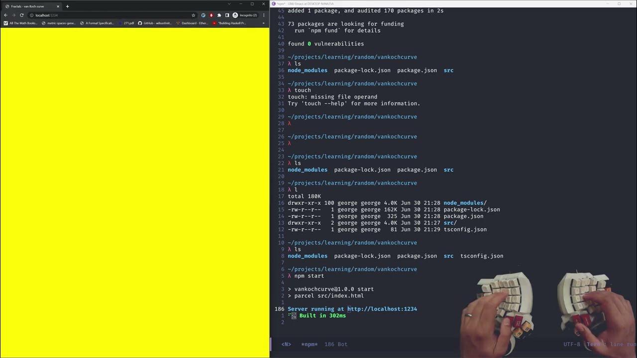 Live Coding: Snowflake Fractal | Von Koch curves from scratch | ASMR Coding | No Talking | Emacs ...
