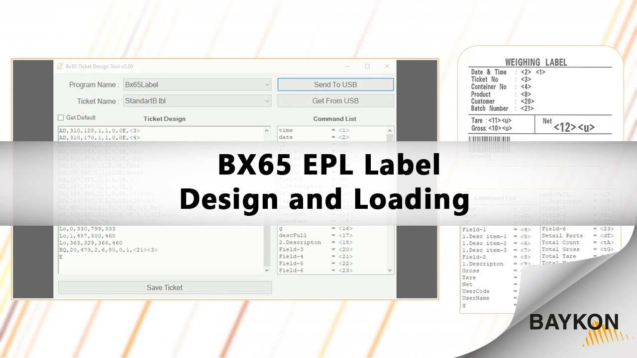 Baykon | BX65 EPL Label Design and Loading - YouTube