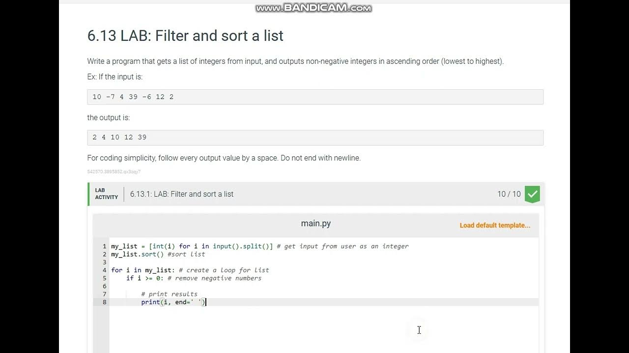 Python Lab Filter and sort a list - YouTube