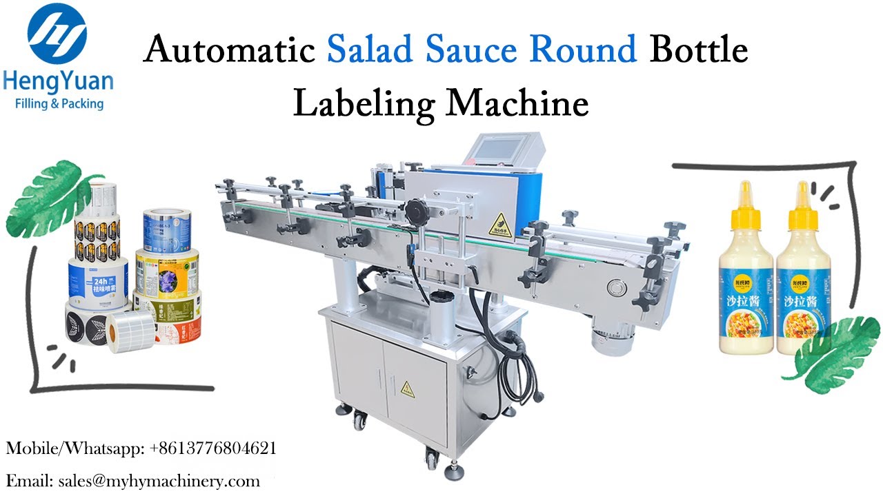Automatic Salad Sauce Round Bottle Labeling Machine | Label Applicator ...