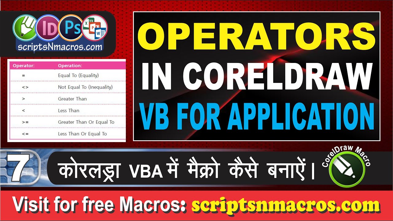 How To Use Operators In Vba Coreldraw Macro Learn Visual Basic In 