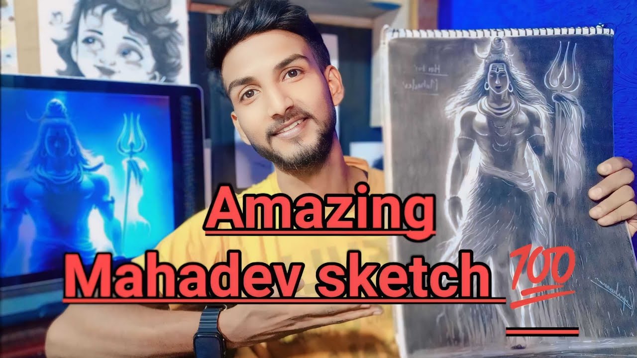 How to draw Mahadev sketch | Mahadev sketch drawing | Shiva sketch ...