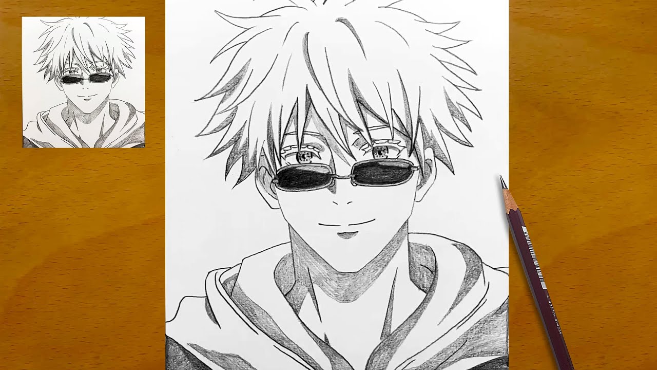 How to draw Gojo Satoru step by step || Jujutsu Kaisen anime sketch ...