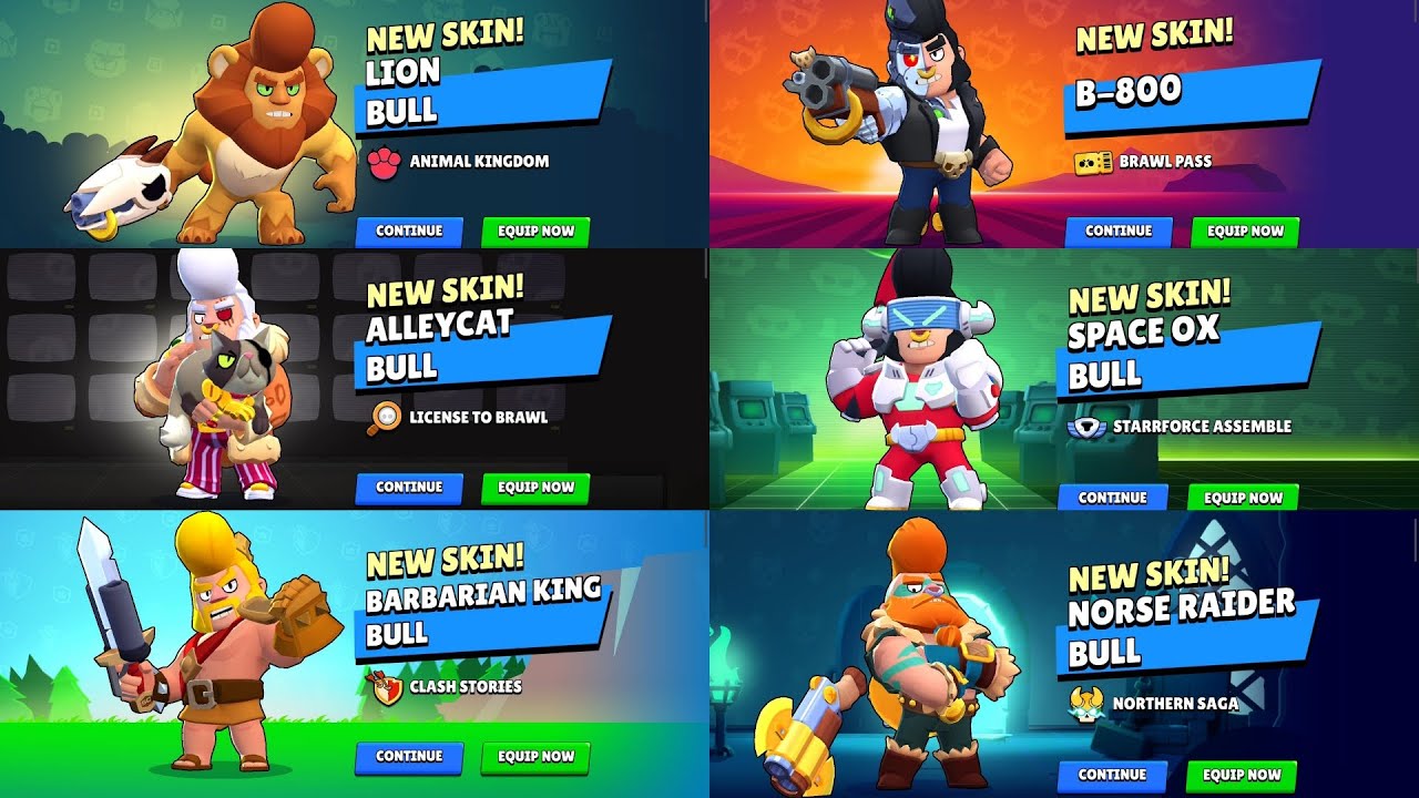 Brawl Stars - All Bull Skins Unlock Animations! 🐂🔥 (Full Showcase ...