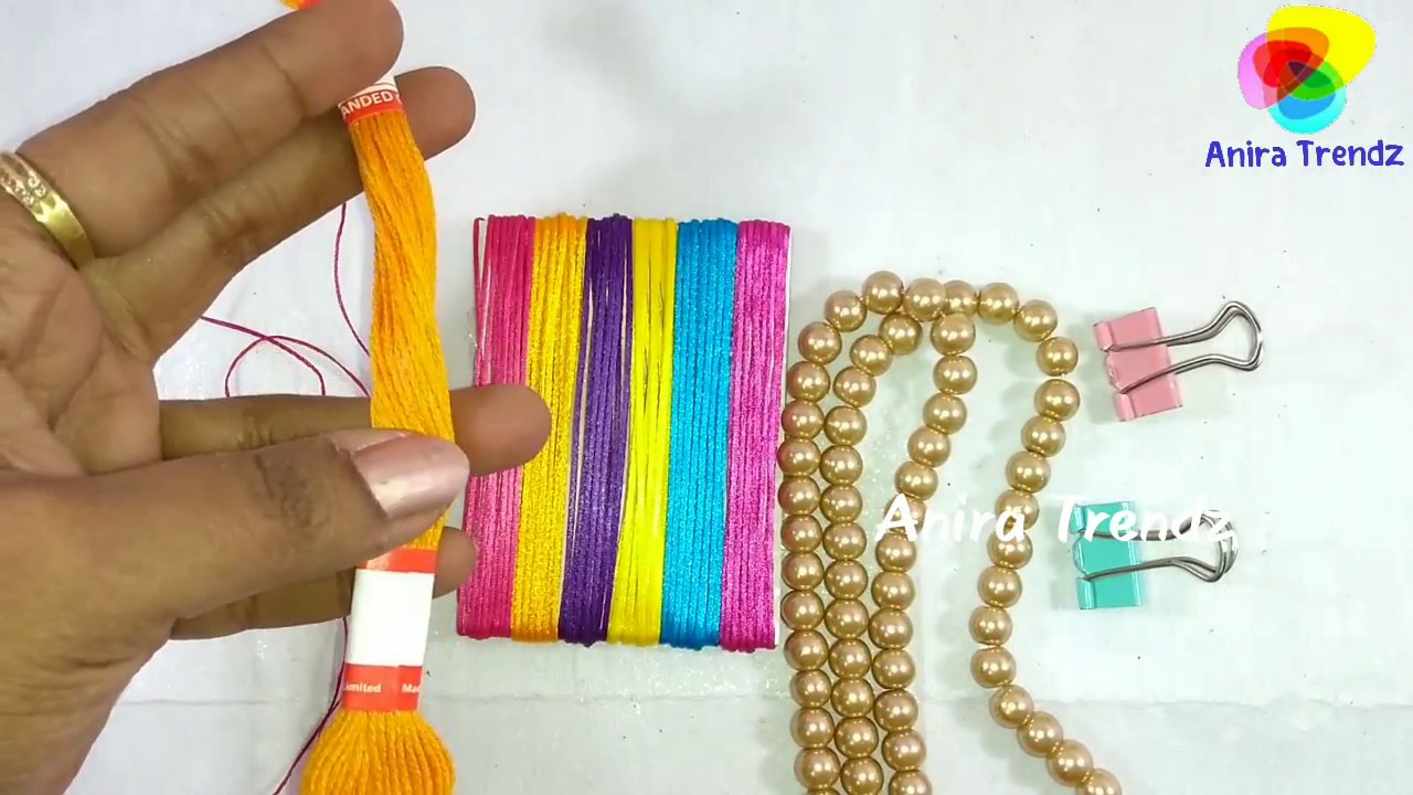 DIY Beaded Macrame Shamballa Bracelet Pearls Tutorial Square Knot Tamil ...
