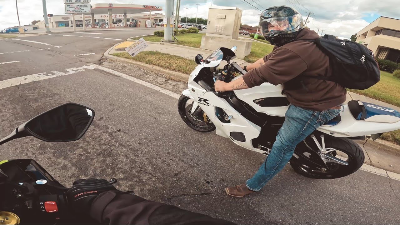 Meet random biker at the gas station and ride for a bit. - YouTube