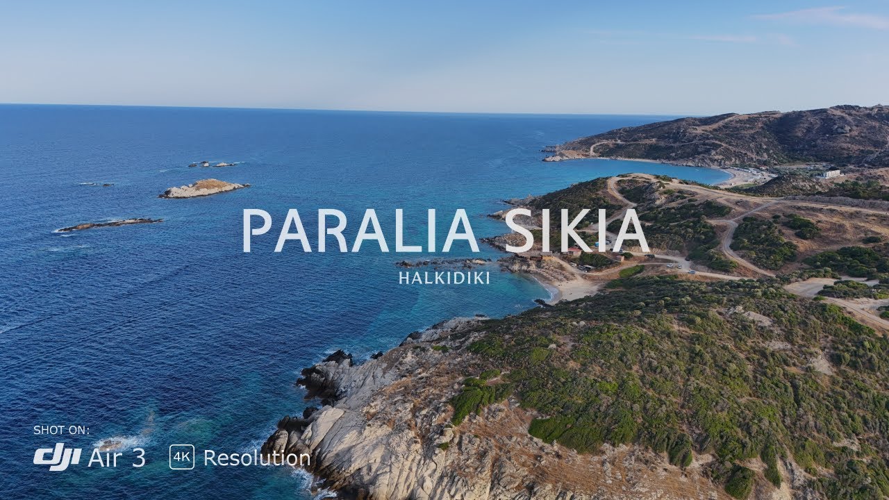 Paralia Sykia Beach, Halkidiki, Greece 4K - Scenic Aerial Cinematic ...