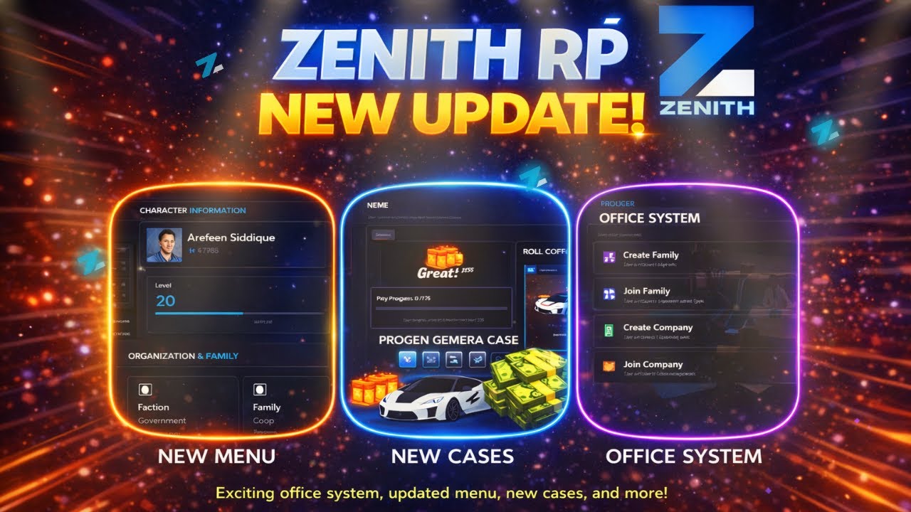 🔥 ZENITH RP MAJOR UPDATE | Office System, New Menu & New Cases Added ...
