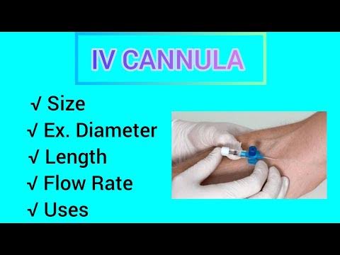 Iv Cannula ; Colour Coding, Size, External Diameter, Flow Rate, Uses ...
