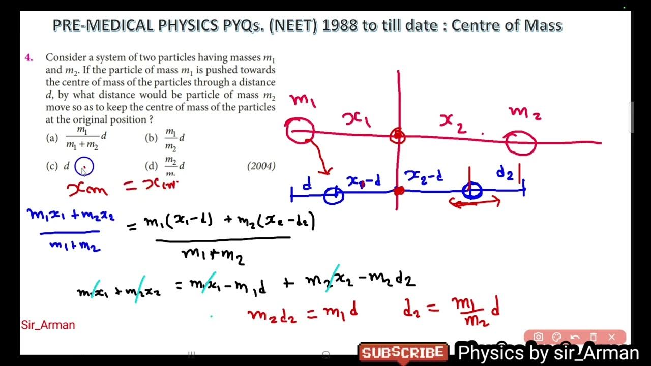 [4] Consider two particle system with particles having masses m1 and m2 lf the first particle is ...