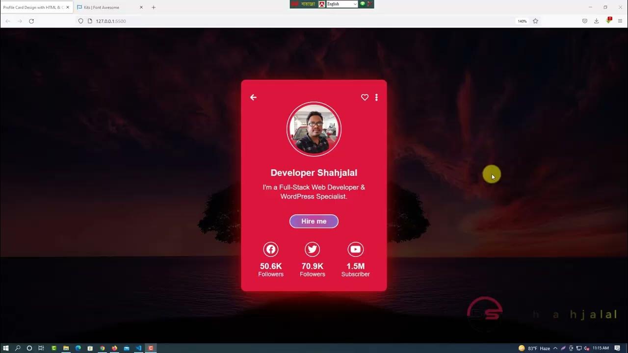 How To Make Profile Card || Using with HTML And CSS || Developer ...