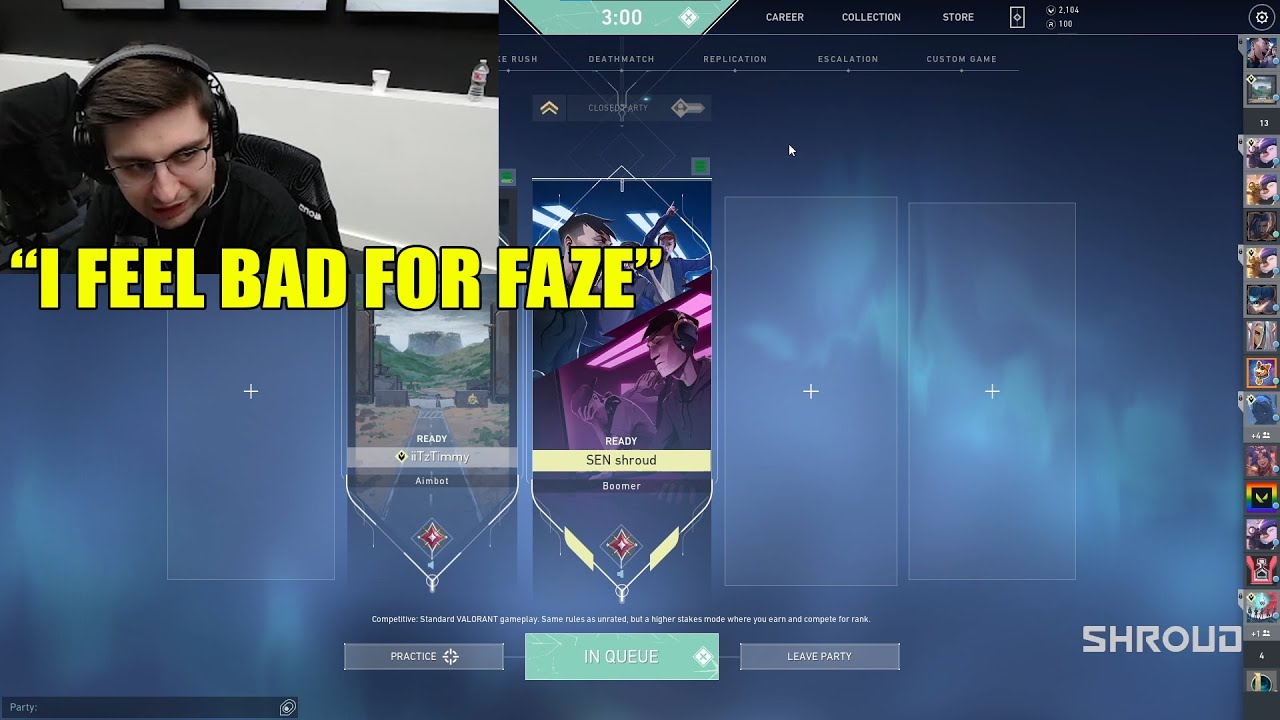 SEN Shroud on TenZ leaking scrims - TenZ streams Scrims vs Faze on ...