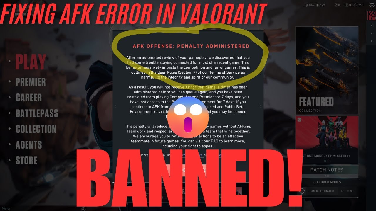 BANNED FROM VALORANT! --Fixing the afk restriction - YouTube