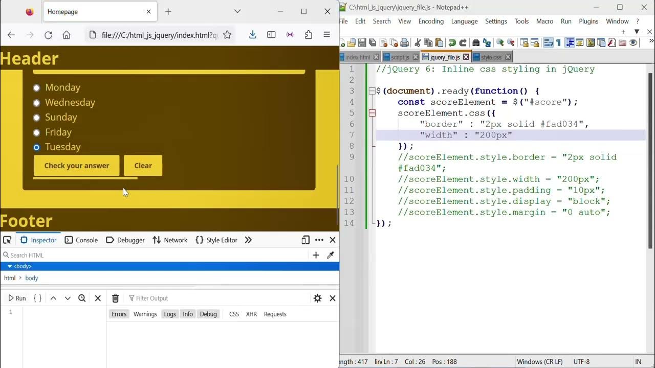 Jquery 6 Inline Css Styling In Jquery Youtube