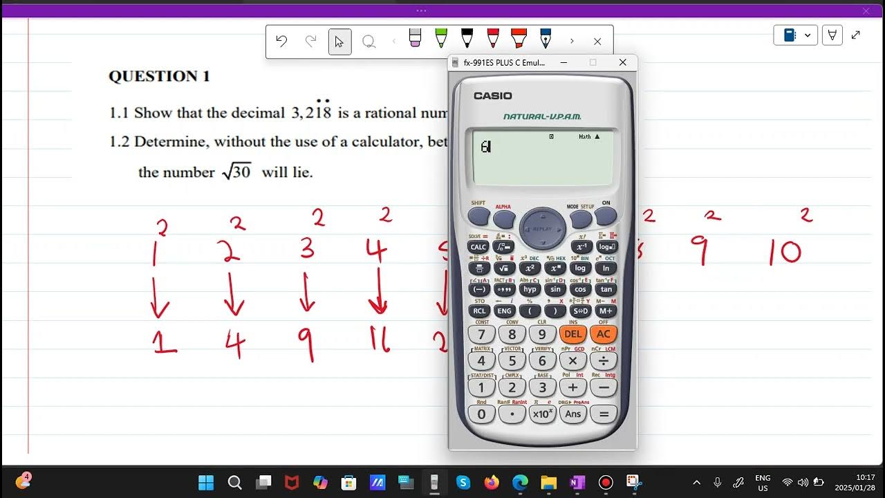 Determine,without the use of a calculator, between which two integers ...