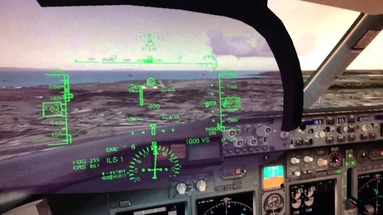 LTBA Landing,ILS Heads Up Display of a Boeing 737 800 - YouTube