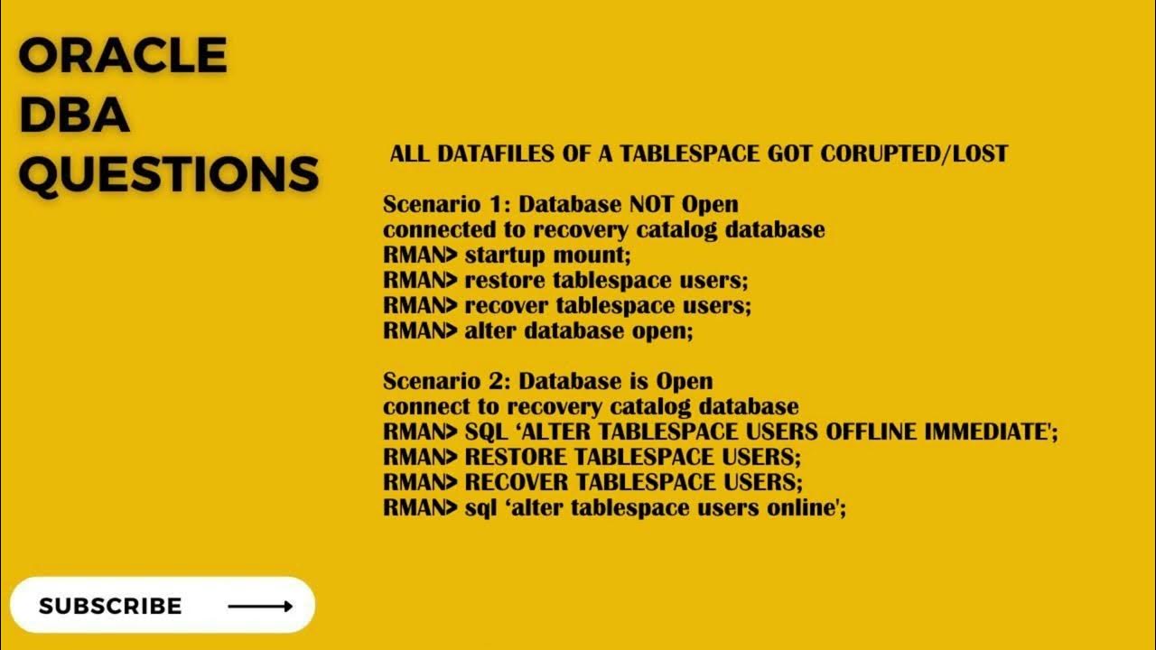 Oracle RMAN SCENARIO : How to Restore tablespace - YouTube