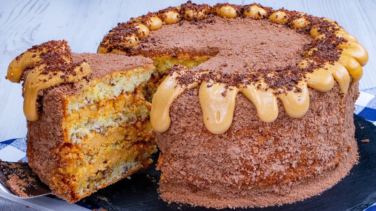 Cake with sponge cake with nuts - you must try this recipe! - YouTube