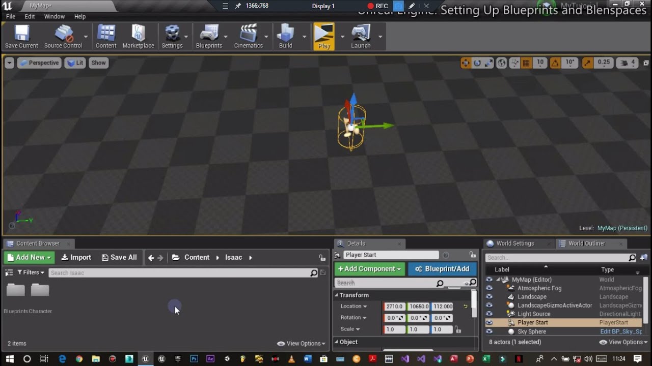 Unreal Engine Tutorial Setting Up Characterbp And Blendspaces 8 Youtube