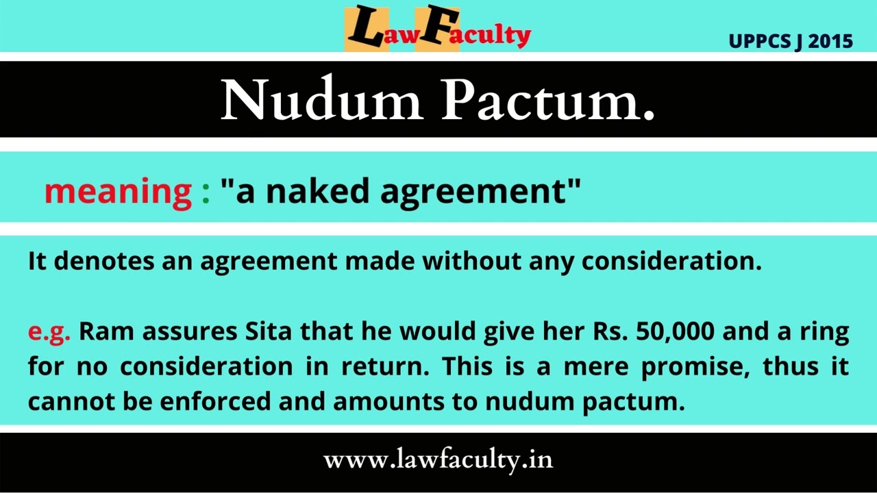 Nudum Pactum - Legal Maxims - Judiciary | UPPCS J | Law Entrance Exam ...