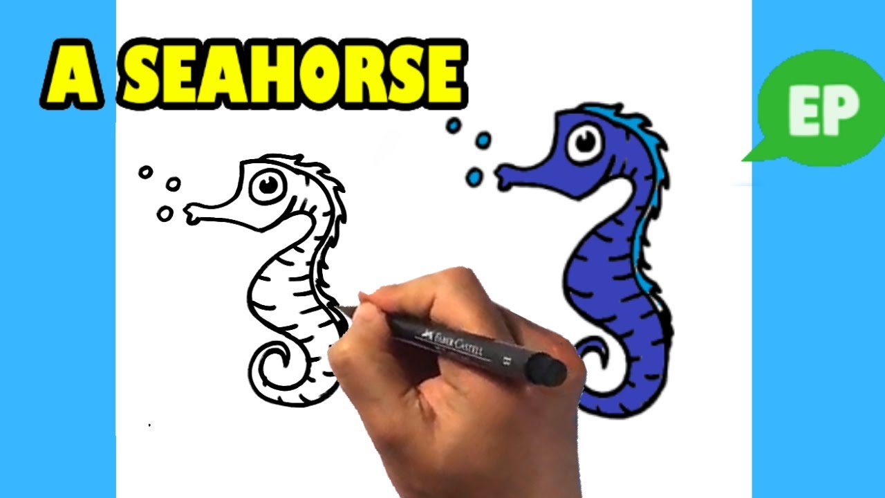 How to Draw a Seahorse - Easy Pictures to Draw - YouTube