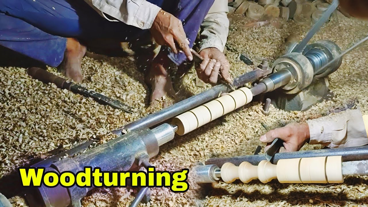 Woodturning on Lathe Machine | Desi kharad machine | DIY Work | Faisal ...