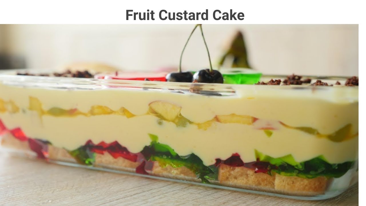 How to Make Fruit Custard Cake...... - YouTube