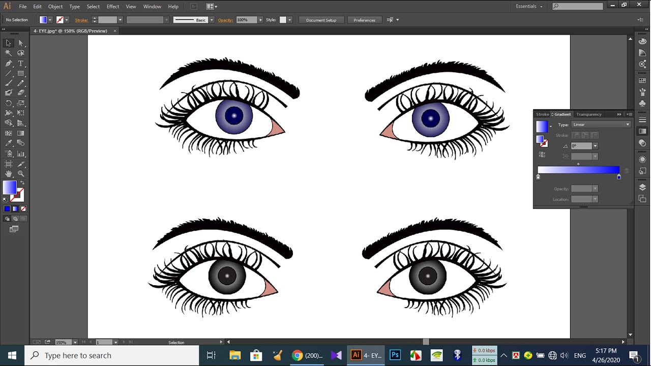 How to Draw Vector EYE Adobe Illustrator CC Bangla Tutorial - YouTube