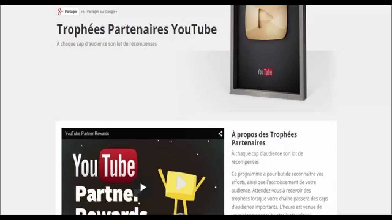 Les Trophées qui donne Youtube à ces partenaires ( Youtube Rewards ...