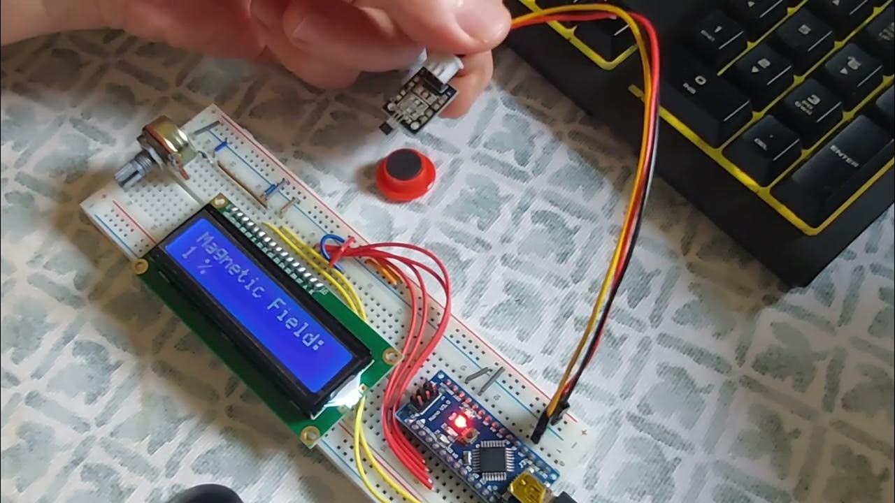 Arduino nano Hall magnetic sensor test on an LCD HD44780 mode - YouTube