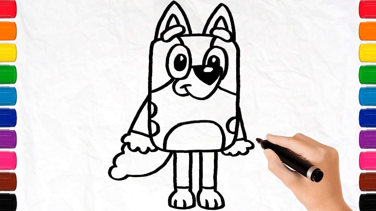 How to Draw Bluey Easy Step by Step | Drawing for Kids | Bluey Drawing ...