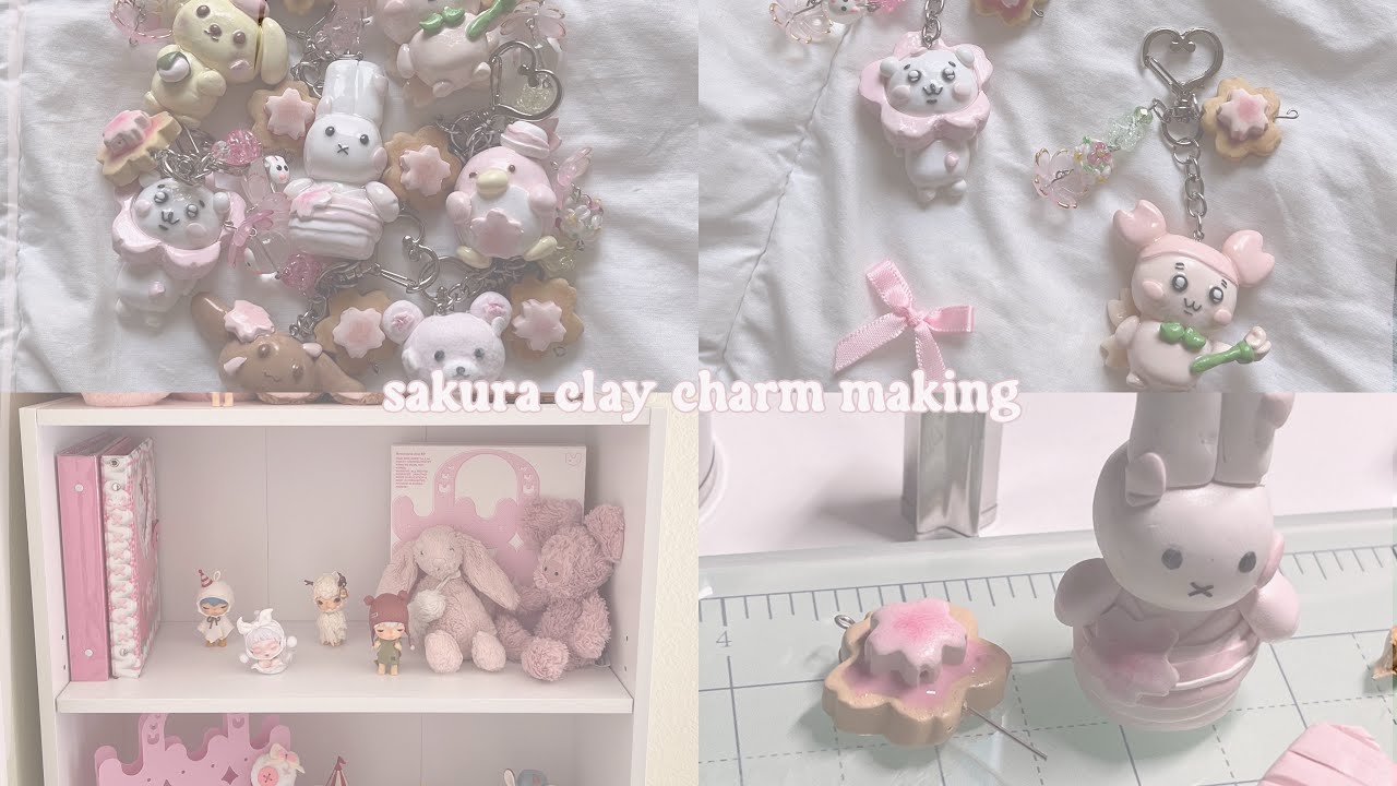 creating sakura clay charms 🌸🍡 | polymer clay vlog - YouTube