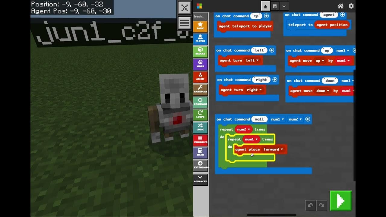 Minecraft Education - Agent Builds a Wall - YouTube