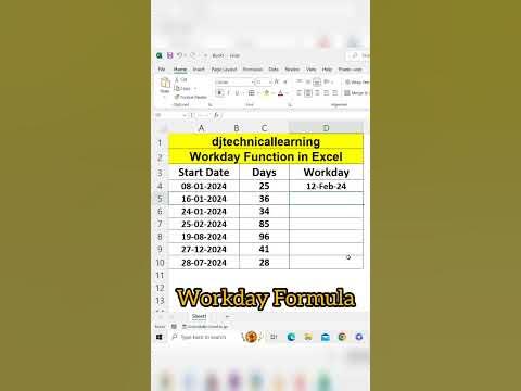 Workday Formula in Excel #exceltips #exceltech #excelfansonly #dataentry #deepakjhanswa # ...