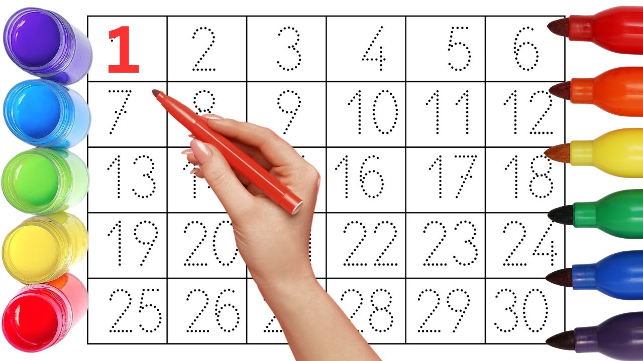 123 || Fun and Educational Dotted Tracing 1 to 30 for Kids | Number ...
