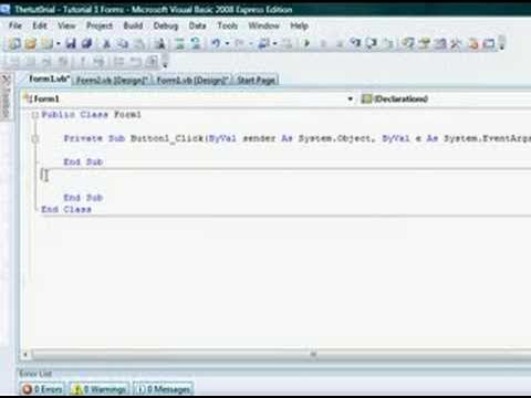 Visual Basic 2008 Tutorial 1: Editing Forms - YouTube