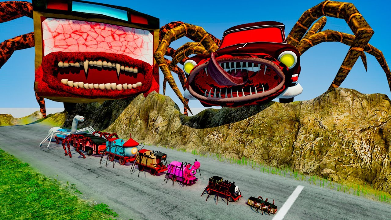 ALL MONSTERS Big & Small Cars Downhill Madness with BUS EATER & CAR ...