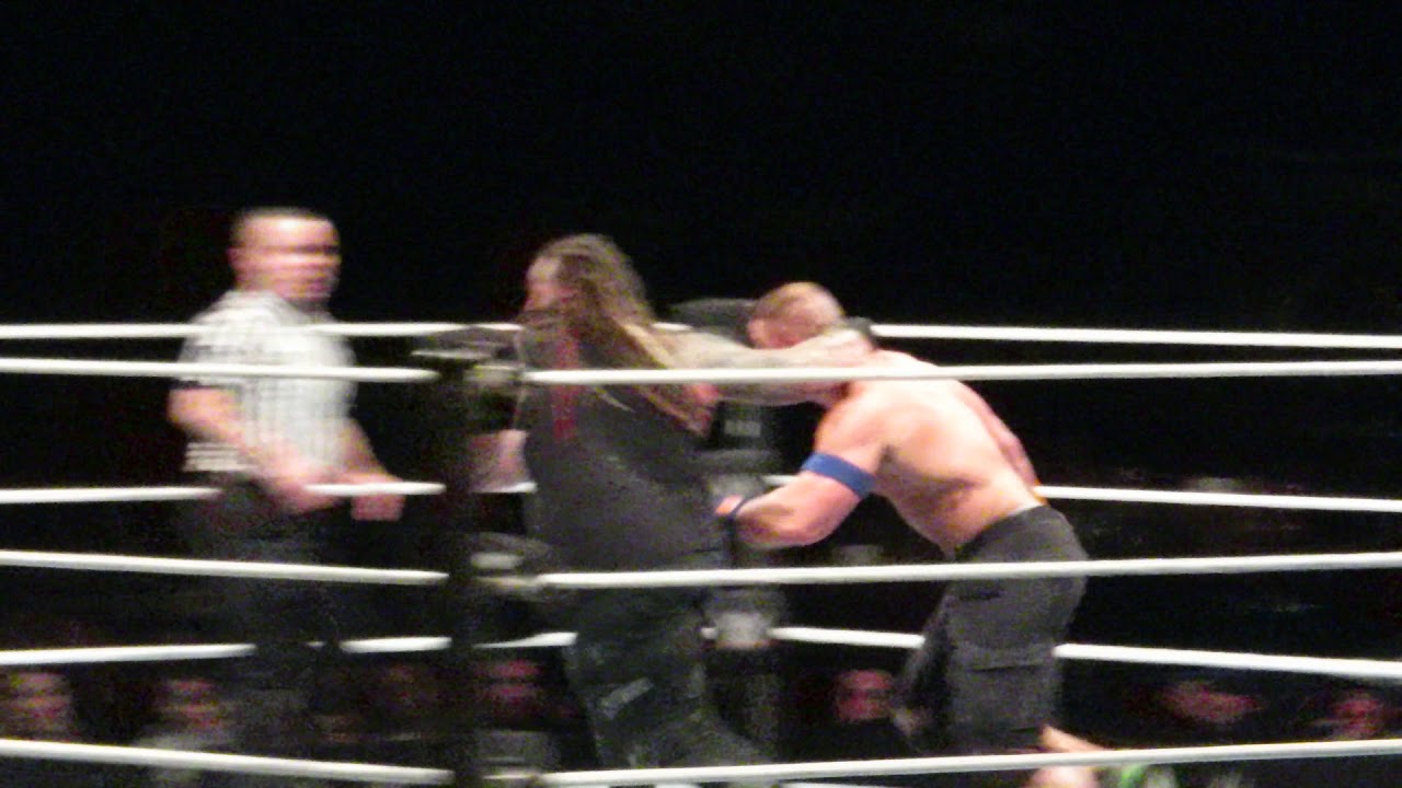 John Cena thrown through a chair and table! *WWE Live 3/12/17* - YouTube