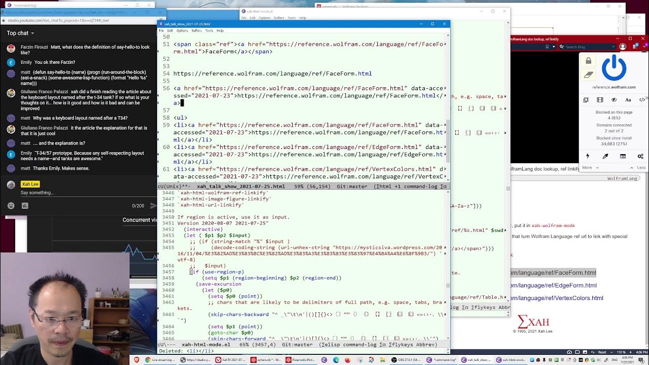 XahTV 2021-07-25 emacs lisp code WolframLang doc lookup, ref linkify - YouTube