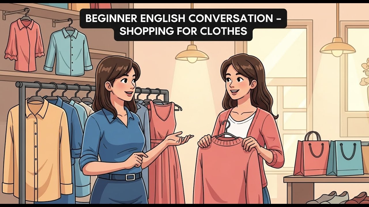 Shopping for Clothes in English | Easy English Conversation Practice ...