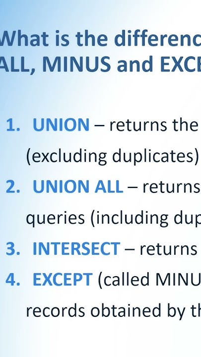 difference between union,union all,intersect & minus operators in SQL # ...