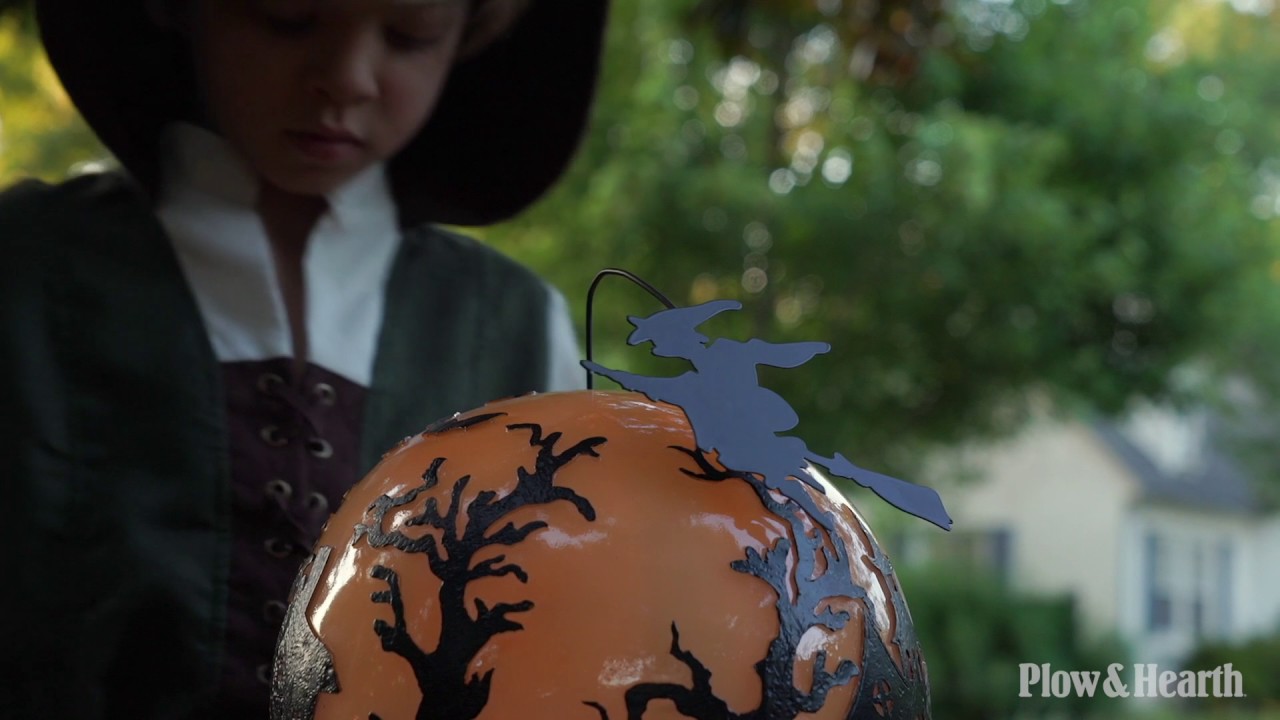 Glowing Halloween Ball With Rotating Witch Sku 65c75 Plow And Hearth