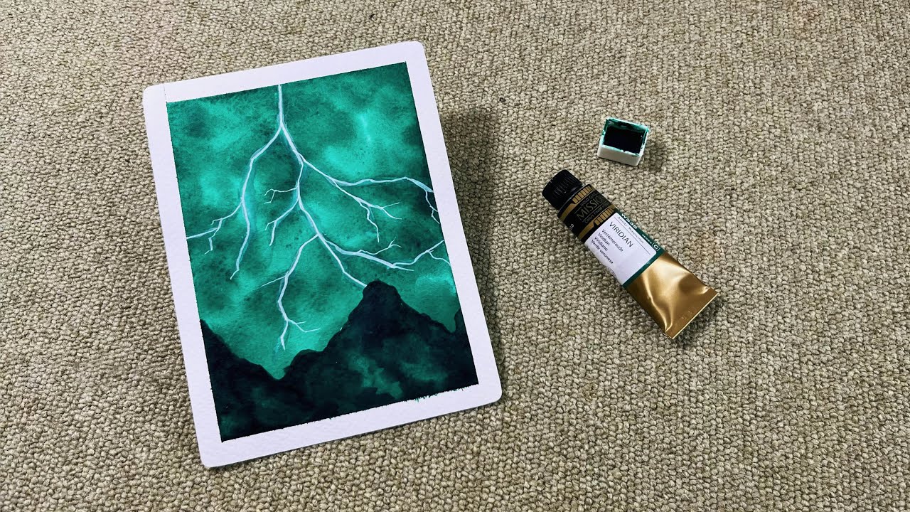 Easy Lightning Night Sky Watercolor Painting for Beginners | Step-by ...