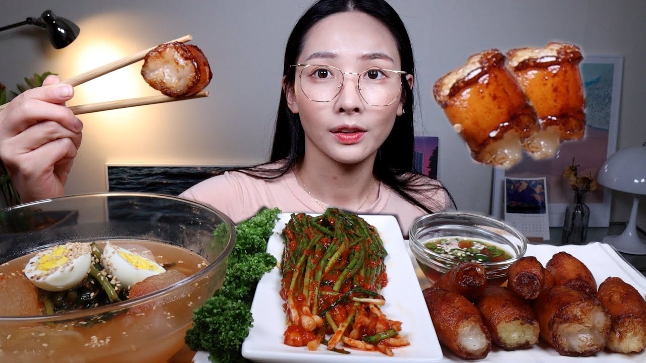 3번째 촬영만에 드디어!!👑겉.바.속.촉👑 통대창 시원한 물쫄면 먹방 BEEF INTESTINES(Dae-chang ...