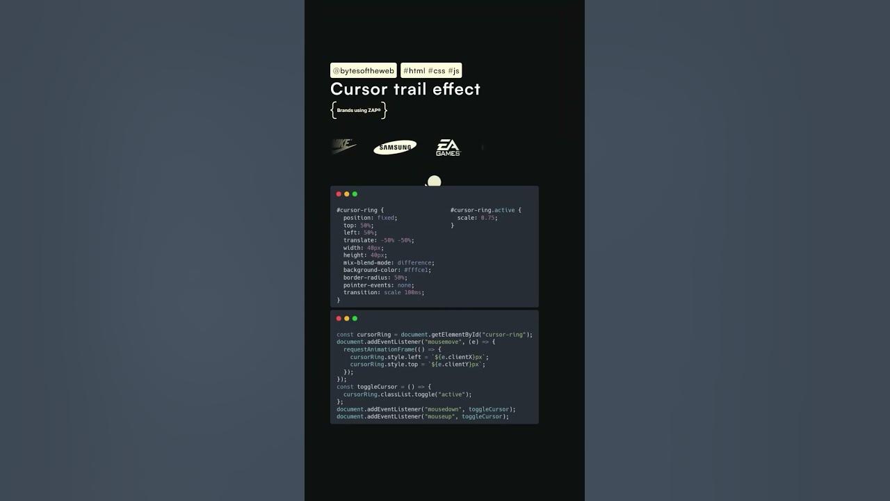 Cursor Trail Effect Css3 Html Htmlcss Webdesign Webdevelopment Coding Css Frontend 